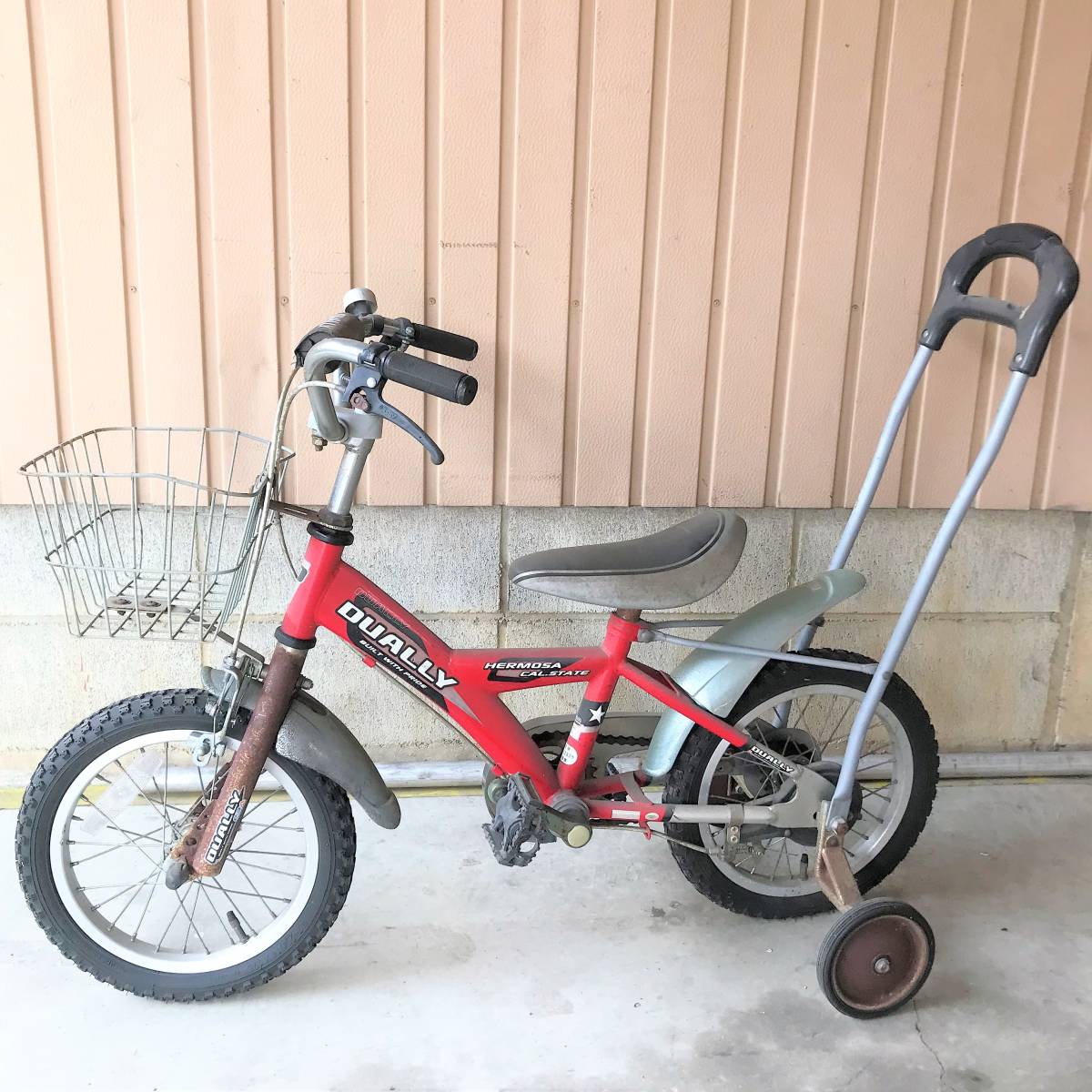 キッズ自転車 DUALLY BMX 補助輪付き サポートバー付 14インチ タイヤエア漏れ 修理必須 手渡し限定 岐阜県羽島市(14インチ ...