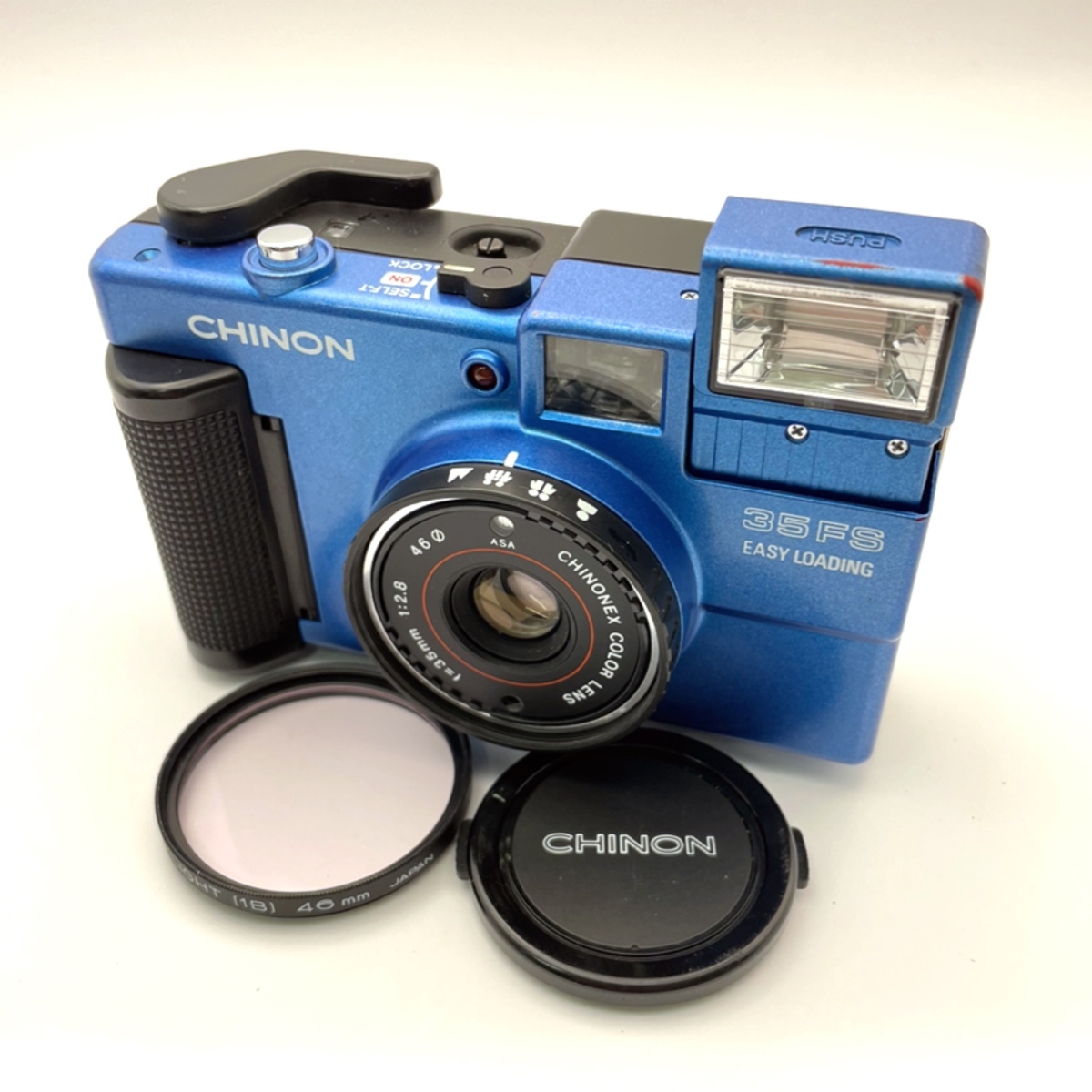 CHINON/チノン/35FS/35㎜/F2.8/青/ブルー/フィルムカメラ/コンパクトカメラ/シャッター 通電OK/ジャンク/No100 ...