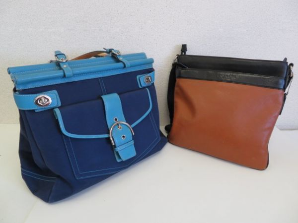 tyoh6866-2 377 coach コーチ ショルダーバッグ 肩掛け ハンドバッグ ブラウン ブルー A043-9367 レディース まとめて(その他)｜売買されたオークション情報 ...