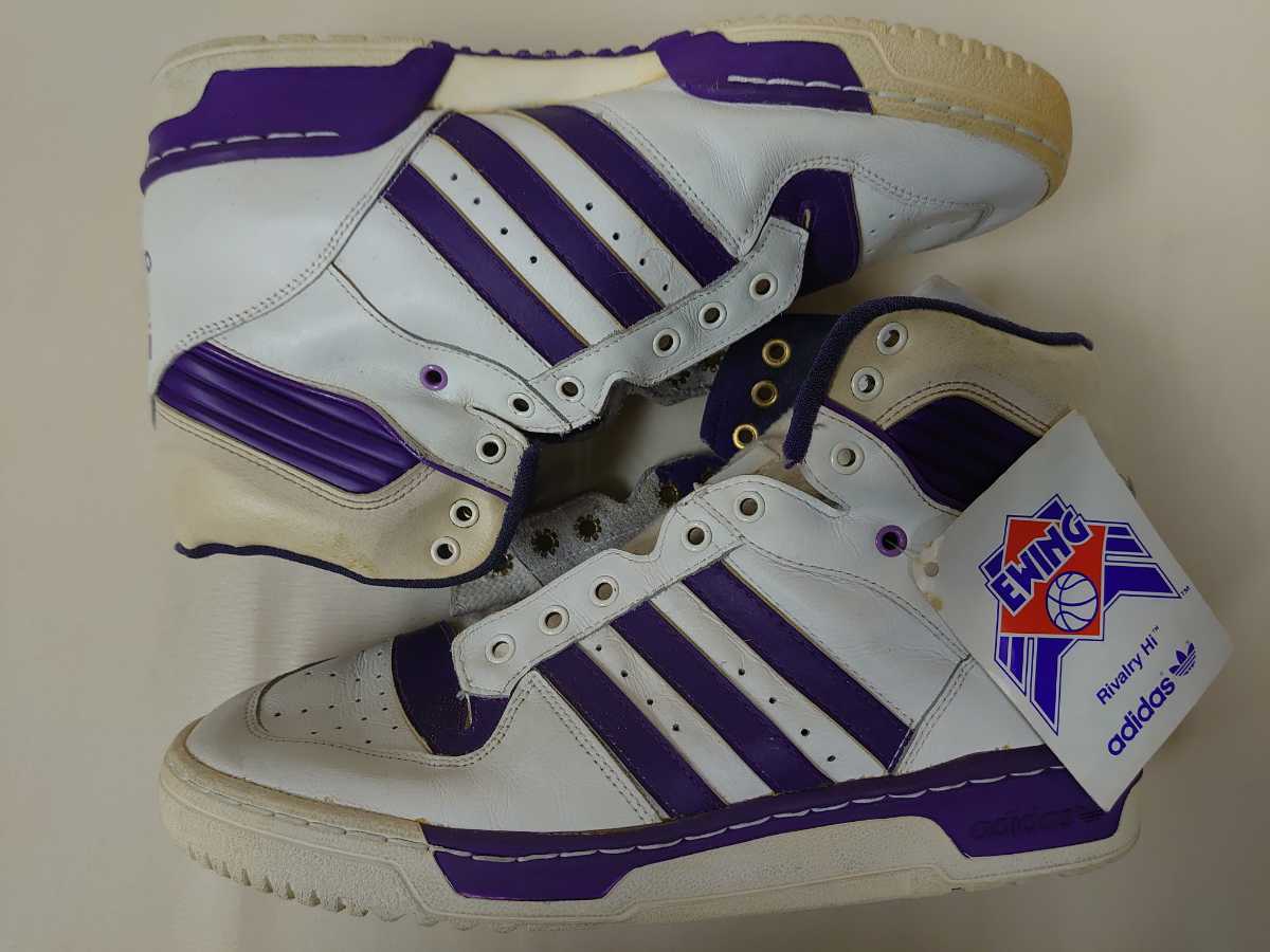 1980年代 ADIDAS EWING RIVALRY HI WHITE×PURPLE US9H DEAD STOCK アディダス フランス製 ...