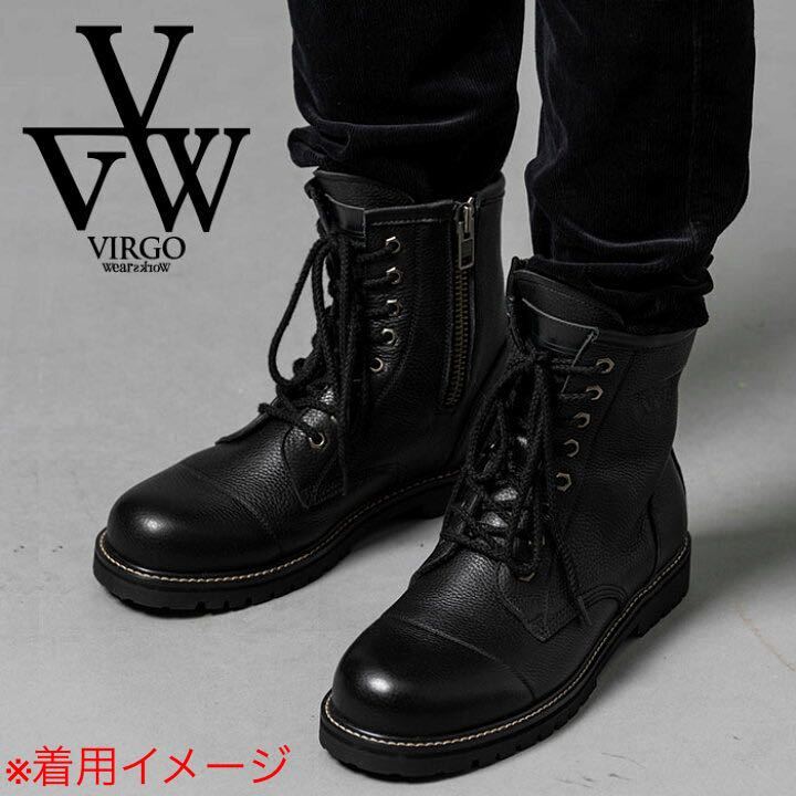 VIRGO WEAR WORKS 8HOLE MILITARIA BOOTS 牛革 カウレザー ブーツ 日本製 4 28.5 サイズ 黒 細美 ...