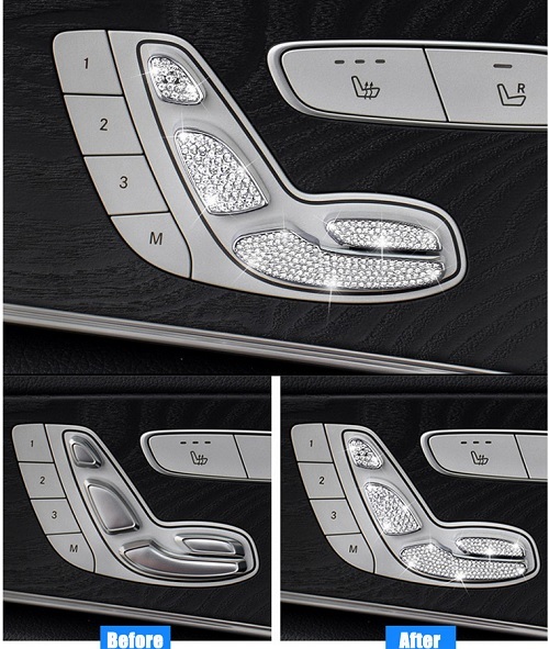 ベンツ W213 Eクラス パワーシートスイッチ クリスタル スワロフスキー調 スイッチカバー左右セット E200 E220 E300 E350 E450 E43 E53 E63(メルセデス ...