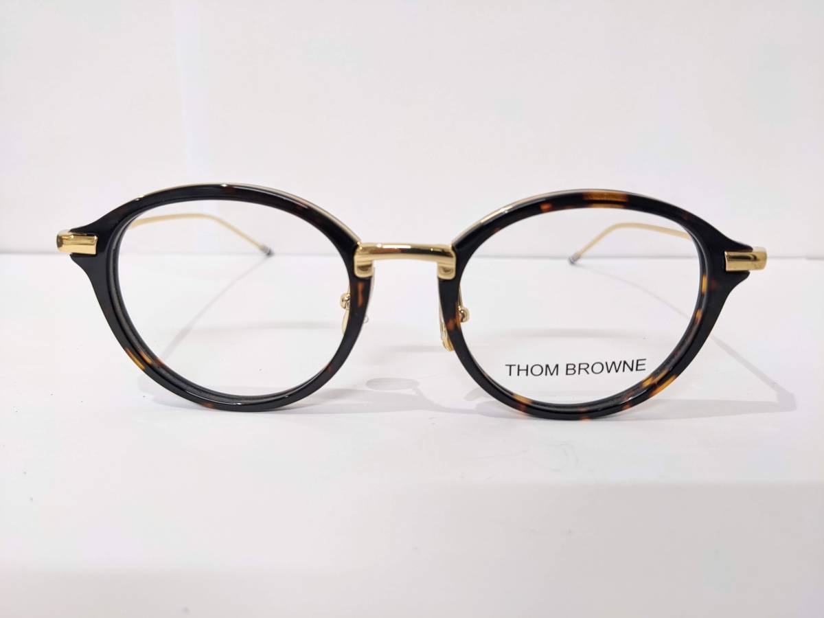 12878 THOM BROWNE トムブラウン 伊達メガネ TB-001-B-C02-49 49 21-150 ブラック ゴールド べっ甲 専用ケース付き(トム・ブラウン)｜売買された ...