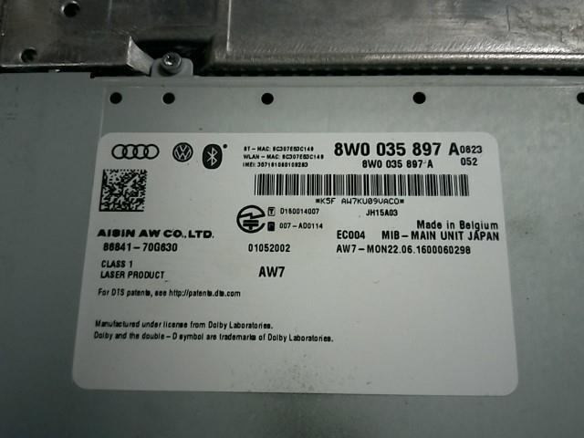 アウディ A4 ABA-8WCVK 純正 HDDナビ モニター/ユニット/スイッチ セット 地デジ/CD/DVD 8W0 035 897 A ...