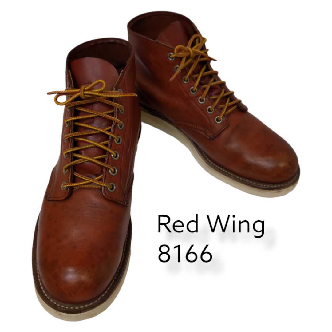 RED WING 8166 6 Classic Round 9.5D 27.5cm相当 プレーントゥレザーブーツ 羽根タグ ワークブーツ 本革 レッドウィング ソールリペア(9.5インチ ...