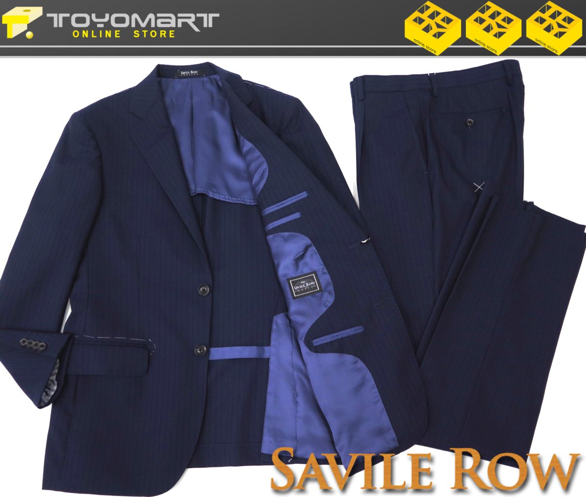 4249 Savile Row サビルロウ DORMEUIL ストレッチ ストライプ プレミアムスタンダードスーツ ネイビー/A7(XLサイズ以上)｜売買されたオークション情報、yahooの ...