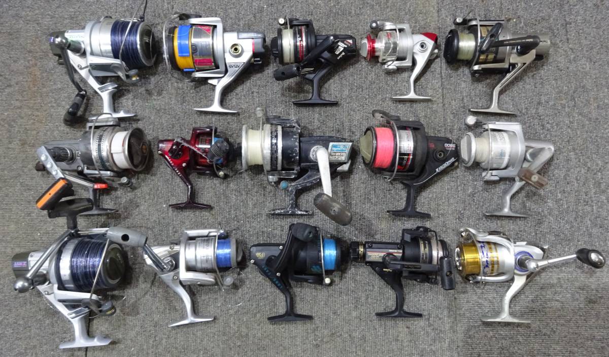 棚13.A24 DAIWA /SHIMANO/RYOBIなど スピニングリール15点セット GS-800RD/SURF Z35T/GX3000 ...