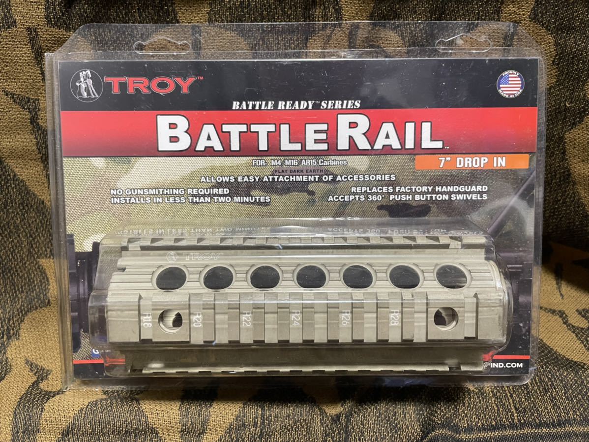 実物 TROY BATTLE RAIL DROP IN 7 INCH FDE Colt BCM NOVESKE KAC M4 AR15 WA ...