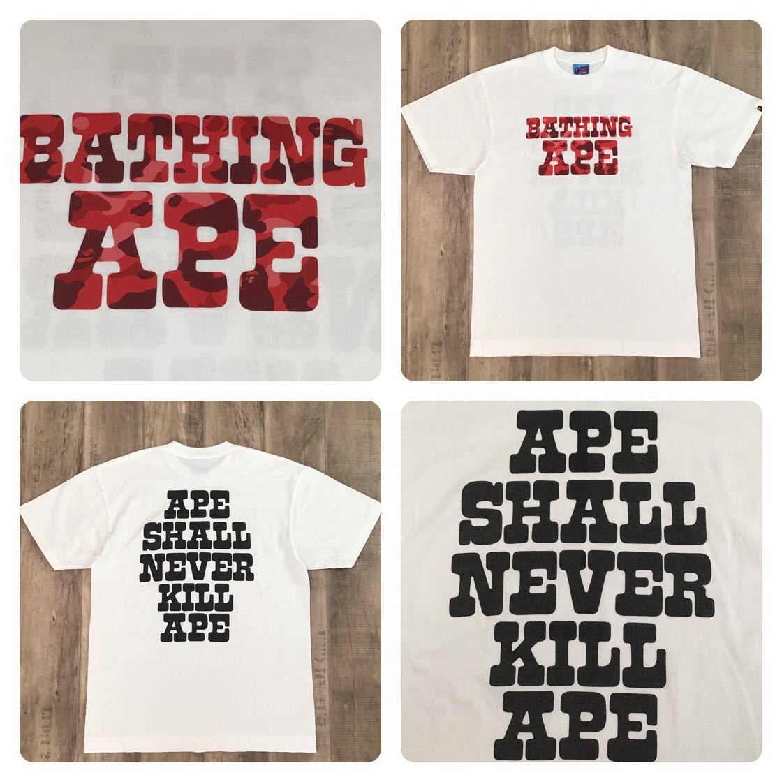 BAPE pharrell camo ASNKA logo Tシャツ Lサイズ a bathing ape red camo エイプ ベイプ ...