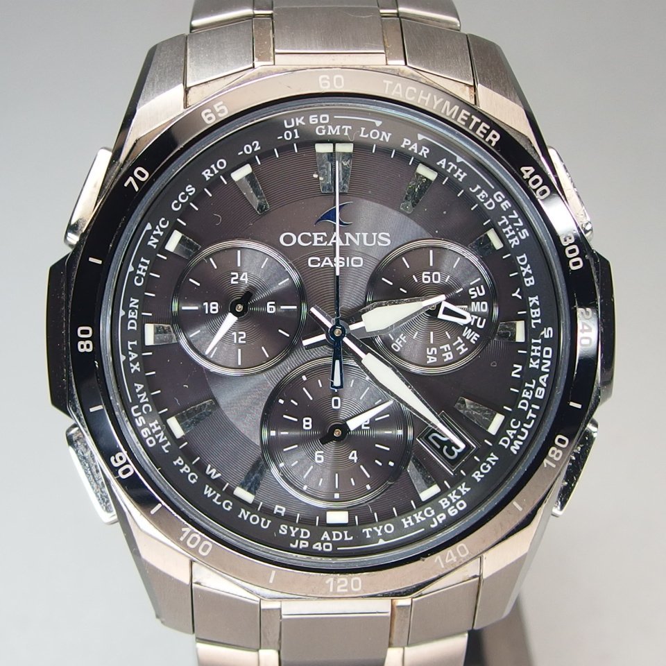ソーラー電波 チタン CASIO カシオ OCEANUS Manta オシアナス マンタ OCW-S1000 ワールドタイム クロノグラフ ...
