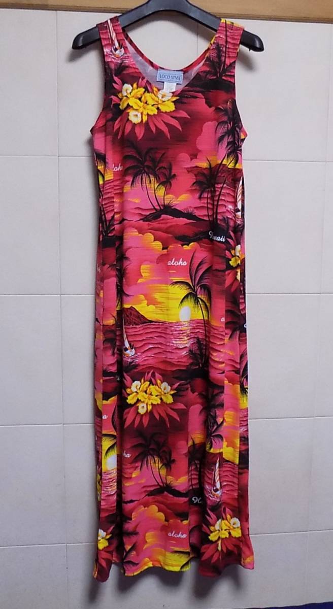 LOCO STYLE aloha Hawaii柄 ノースリーブワンピース M 官X7(フラダンス)｜売買されたオークション情報、yahooの商品情報をアーカイブ公開 - オークファン ...