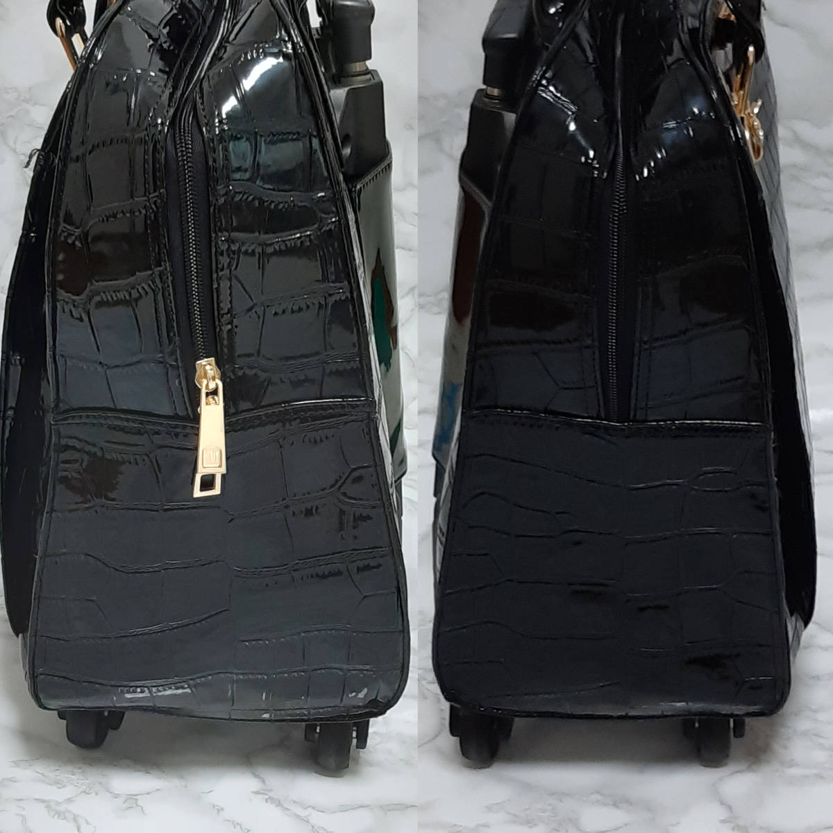 1円スタート CEPICA 4輪サイドポケット付き エナメル 黒 クロコ型押し キャリーバック 40L(スーツケース、トランク一般)｜売買されたオークション情報、yahooの商品情報を ...