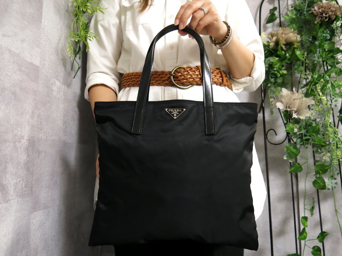 超 同様 PRADA プラダ メンズ ポコノ ナイロン カーフ レザー 本革 トート バッグ 黒 SV金具 B5 収納 かばん Js30095(トートバッグ)｜売買されたオークション情報 ...