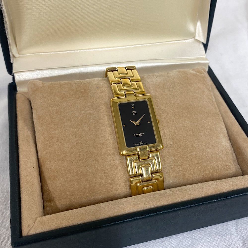 GIVENCHY ジバンシー ジバンシイ CAPITOL REG MODEL メンズ腕時計 ゴールド ブラック クォーツ クオーツ スクエア2針(ジバンシイ)｜売買されたオークション情報 ...