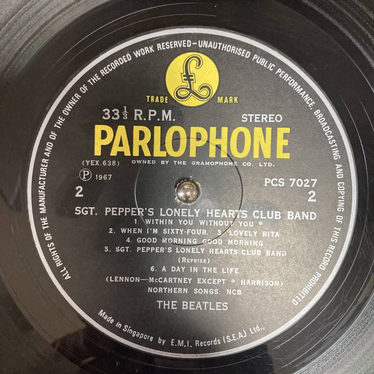 激レア 凄い音 stereo BEATLES SGT PEPPER'S 1ST SINGAPORE Mat -1 -1 PARLOPHONE ...