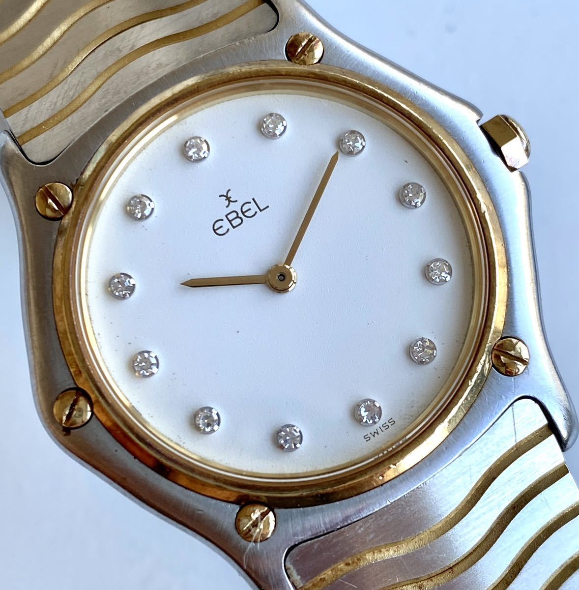 1円〜 S EBELエベル スポーツクラシック 12ポイントダイヤモンド YG金製ベゼル 181909 メンズ レディース 腕時計 ジャンク ...