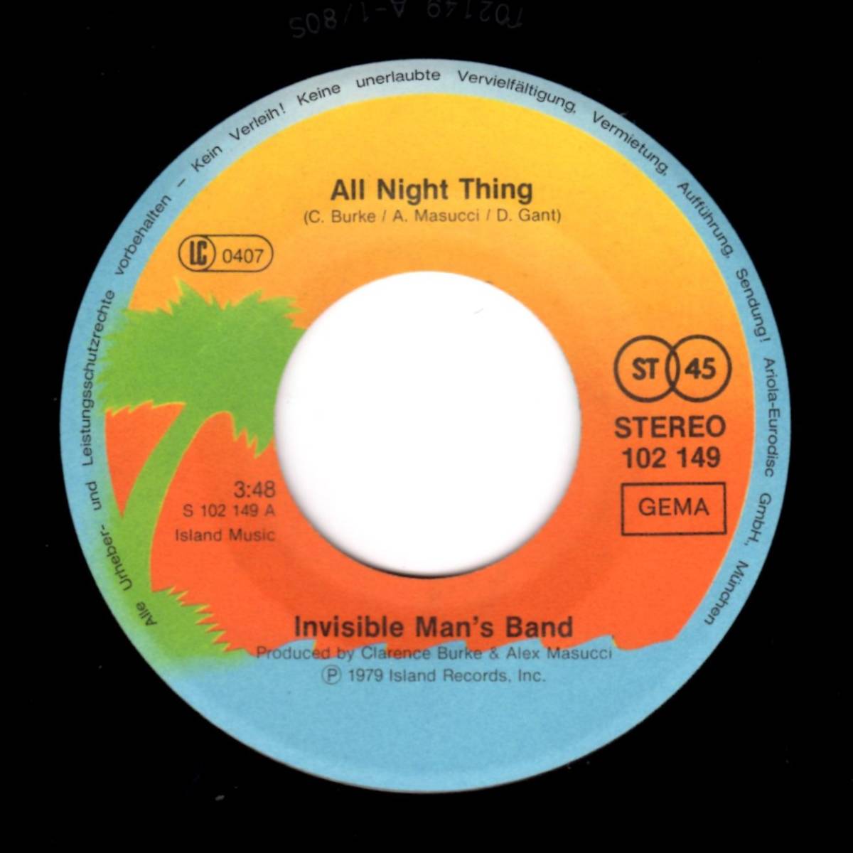 DISCO FUNK.BOOGIE.ELECTRO.SOUL.45 試聴可 Invisible Man's Band / All Night ...
