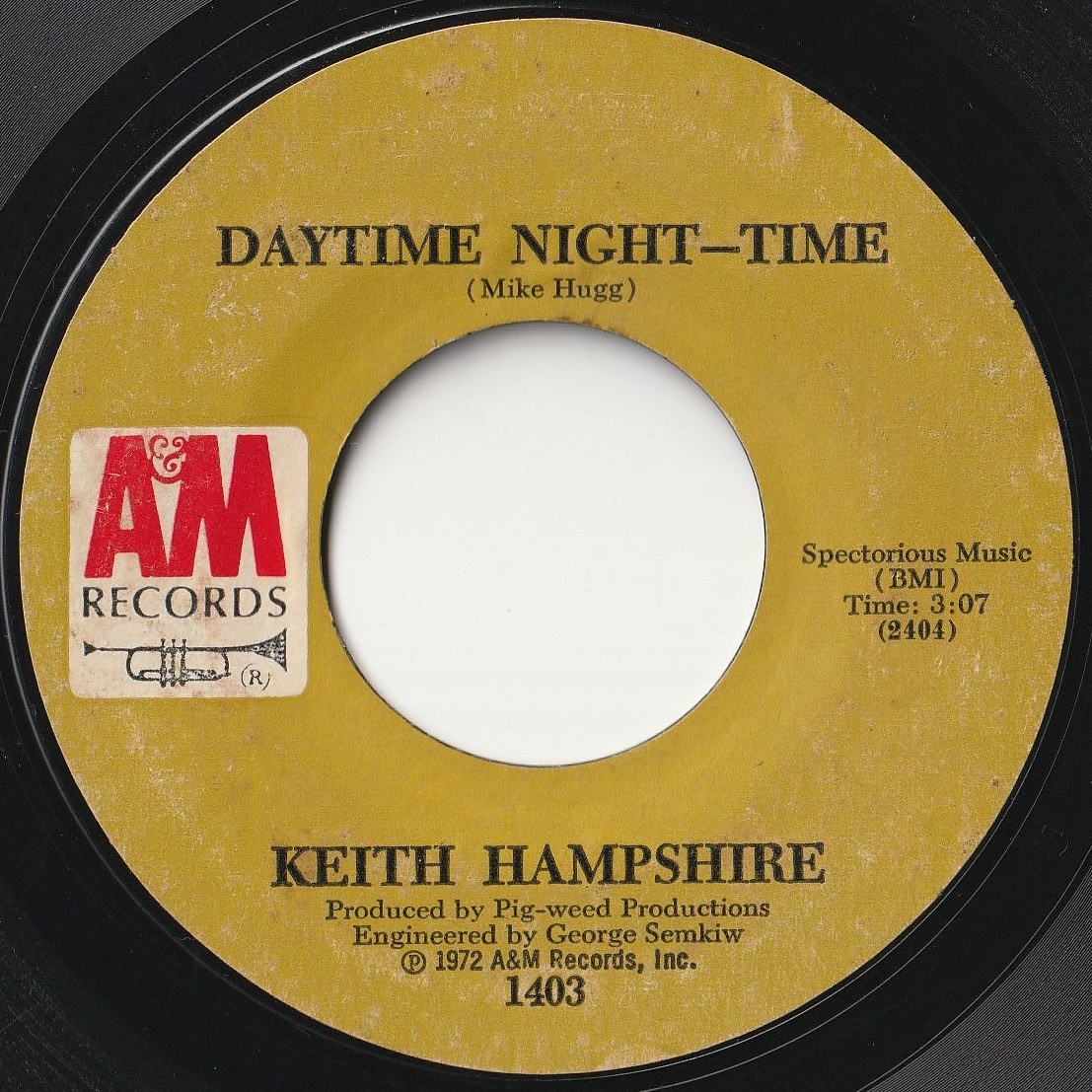 Keith Hampshire Daytime Night-Time / Turned The Other Way A&M US 1403 ...