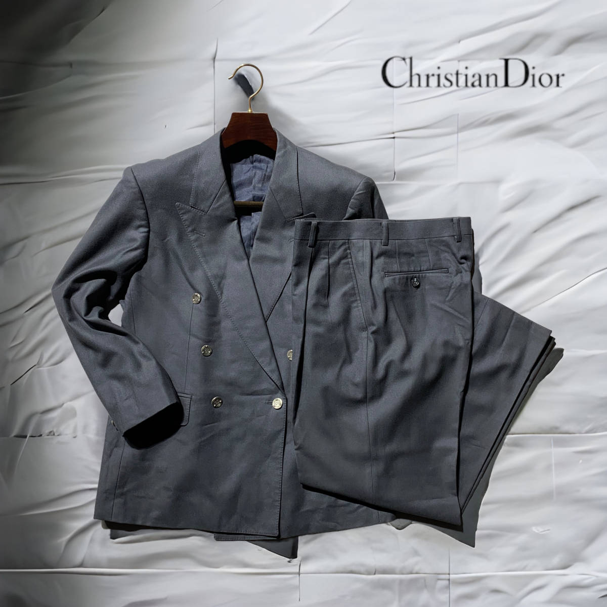 A363さ〇 Christian Dior MONSIEUR ディオール 選ばれし一品 セットアップ ダブル サイドベンツ ロゴボタン ウール100 メンズ(男性用)｜売買されたオークション ...