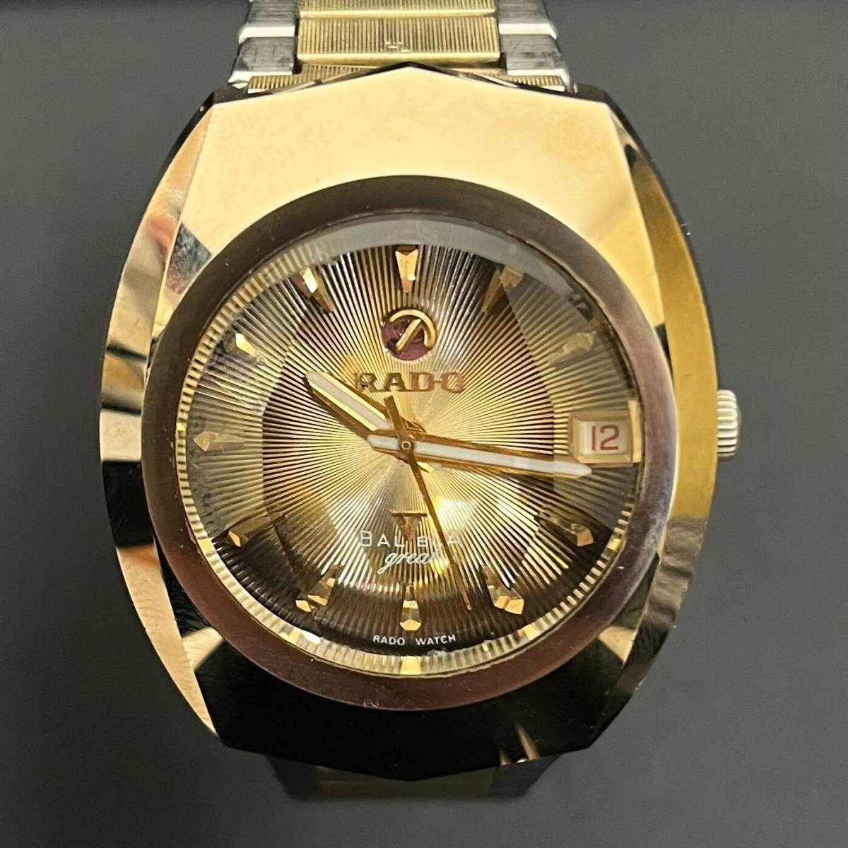 RADO ラドー バルボア BALBOA V 自動巻 腕時計 オートマチック デイト カットガラス 純正ベルト ゴールド 8543(ラドー ...
