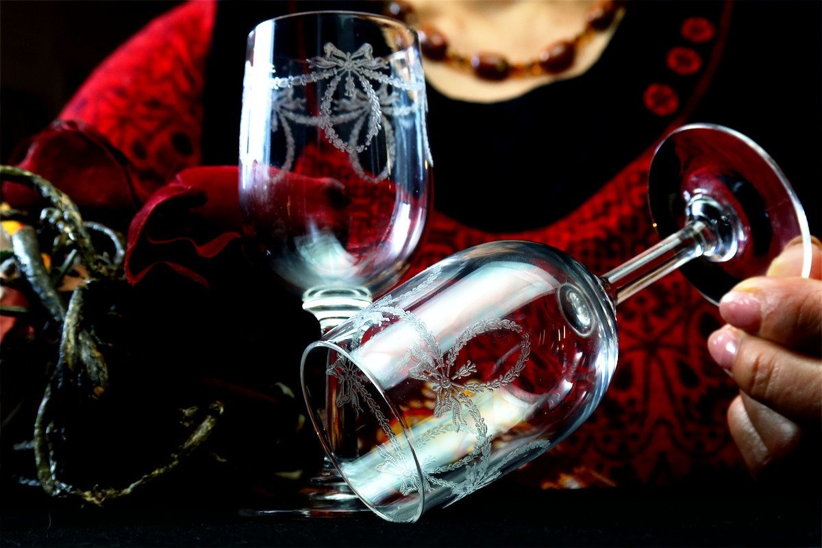 美麗 1900s BACCARAT ST. LOUIS 2本セット オールド バカラ サンルイ クリスタルグラス デザートワイングラス セット クリスタルガラス(クリスタルガラス)｜売買された ...
