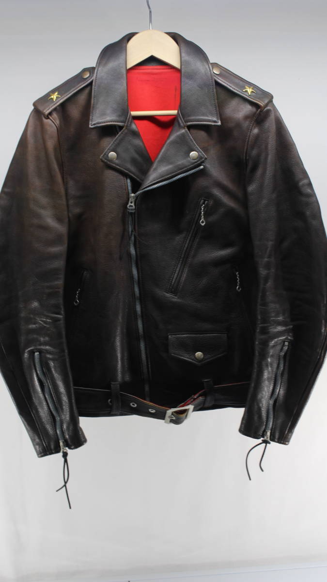 69-10 現状品 FAR EASTERN ENTHUSIAST ファーイースタン エンスージアスト ROWDY RIDERS JACKET ライダースJKT FE1602-JK03 ブラウン ...