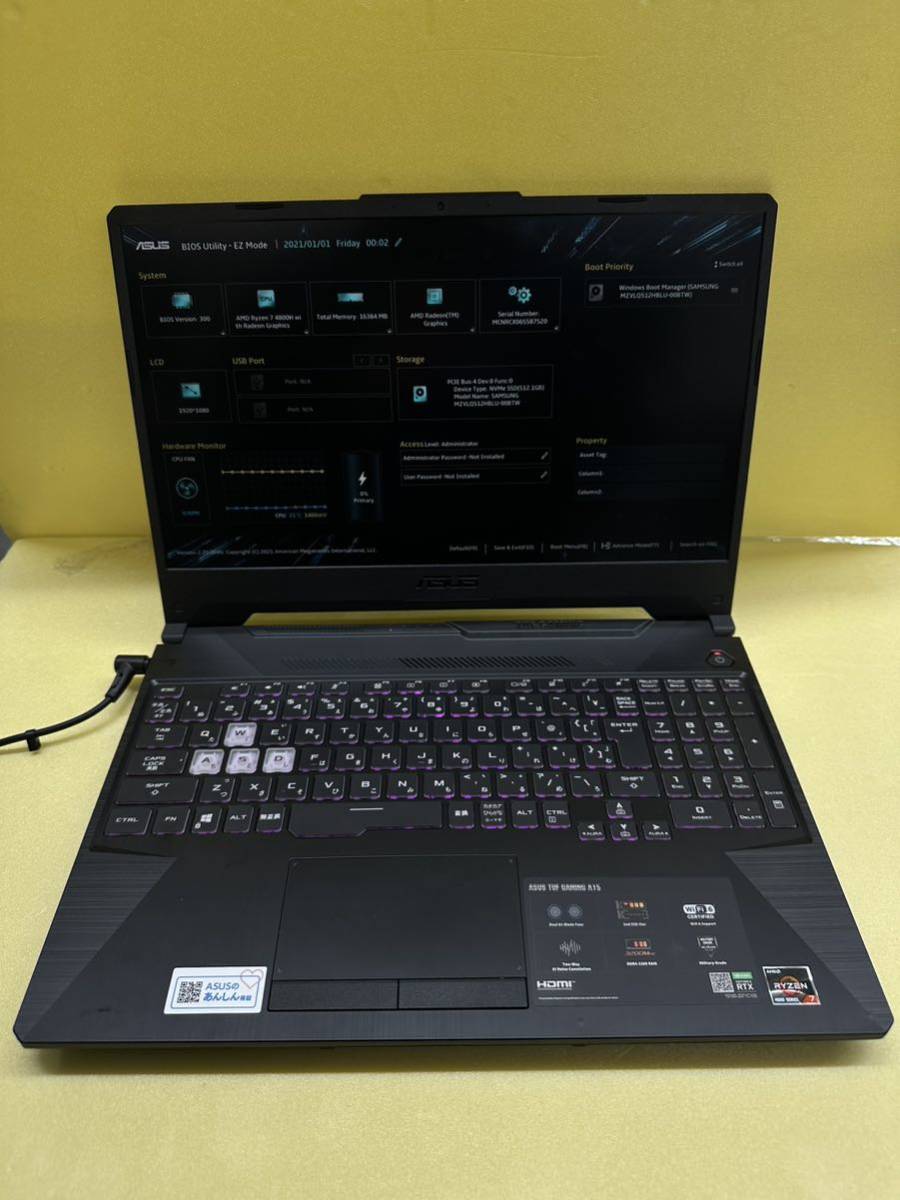 ASUS ゲーミングPC 型番:FA506IC AMD RYZEN 7 4800H ASUS メモリ 16GB SSD 512GB(15インチ ...