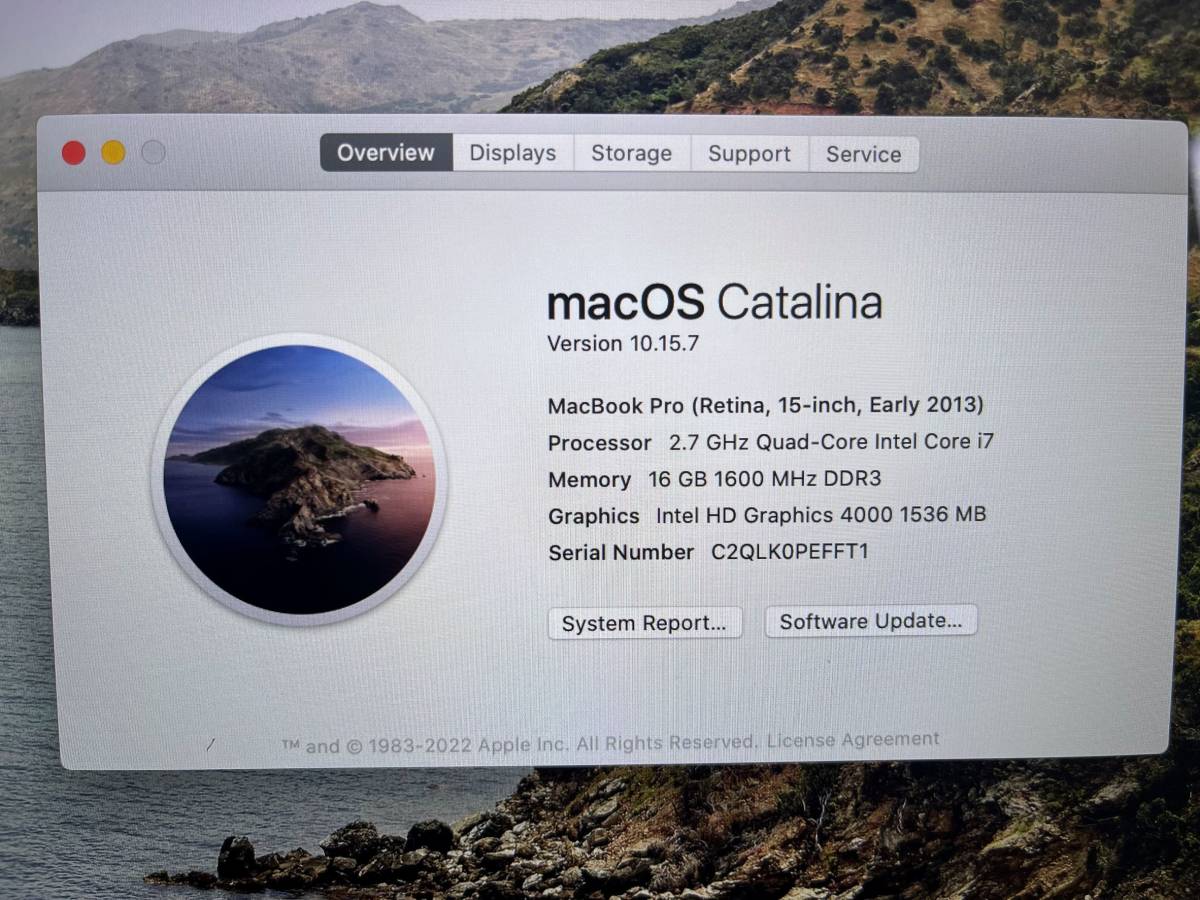 Apple MacBookPro Retina BT0/CTO A1398 ME664J/A Early 2013 Intel Core i7 2.70GHz/RAM 16GB/SSD ...