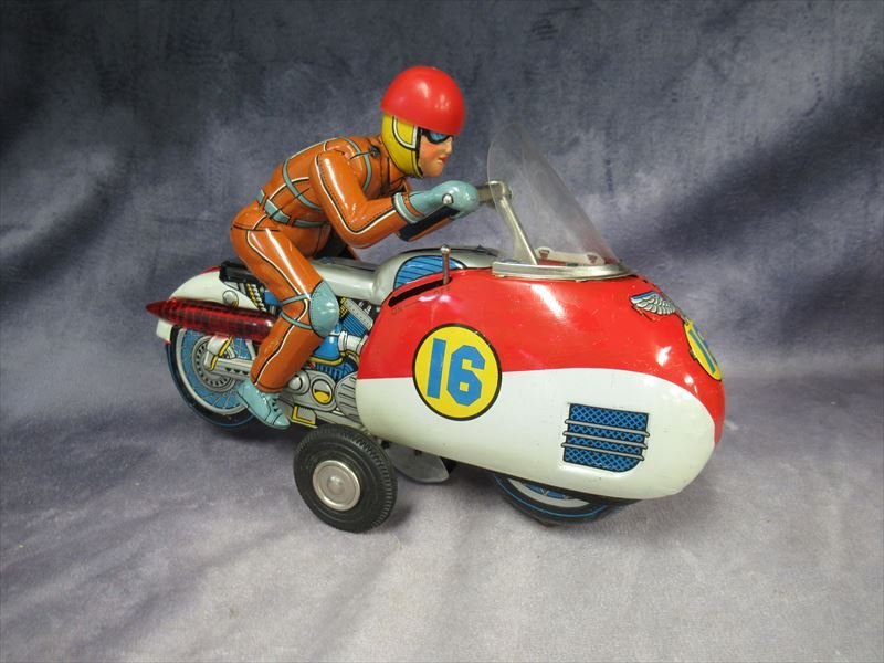 当時物 ブリキ オートバイ バイク レーサー 電動 野村トーイ DAREDEVIL STUNT BIKE デアデビル スタントバイク 可動品 ...