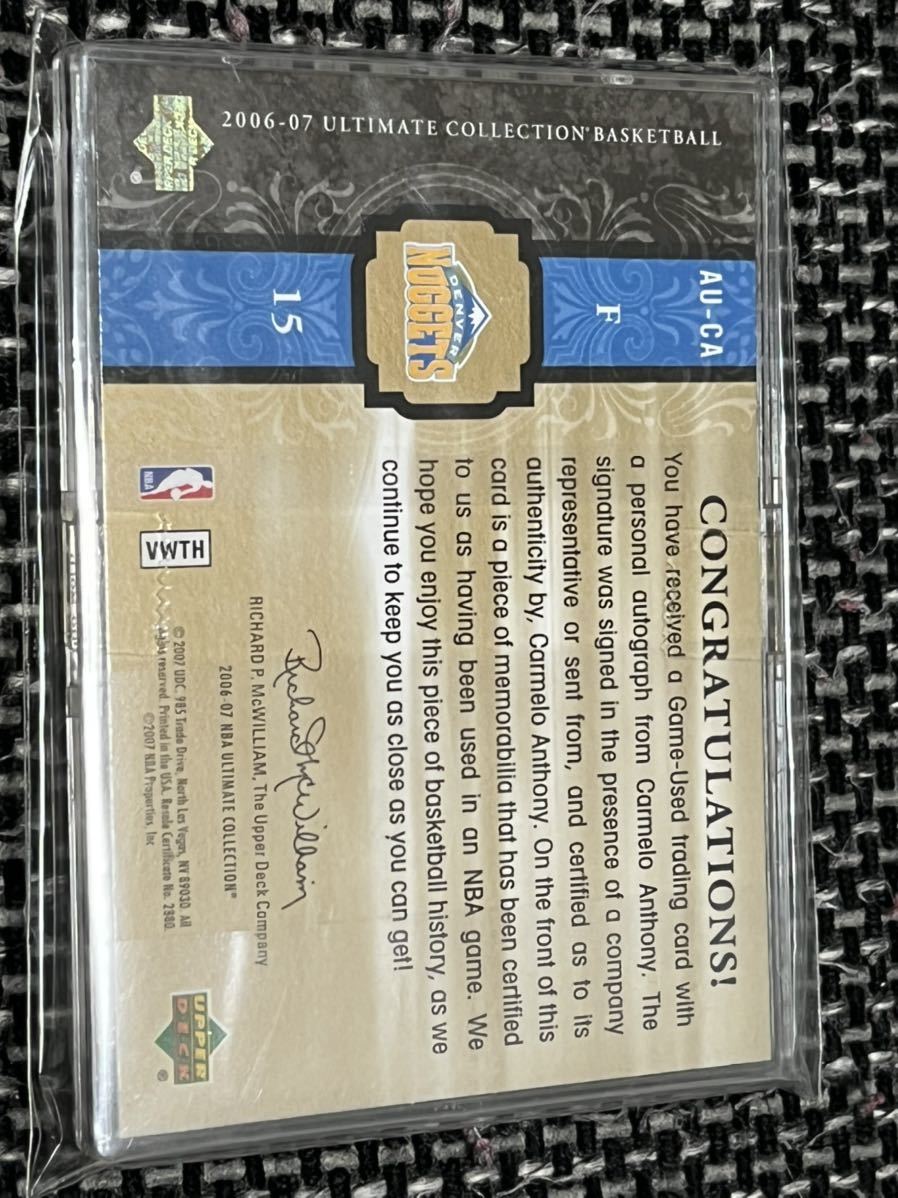 2006 - 07 ULTIMATE COLLECTION BASKETBALL Carmelo Anthony jersey auto 75枚限定 カーメロ アンソニー 直筆サイン NBA ...