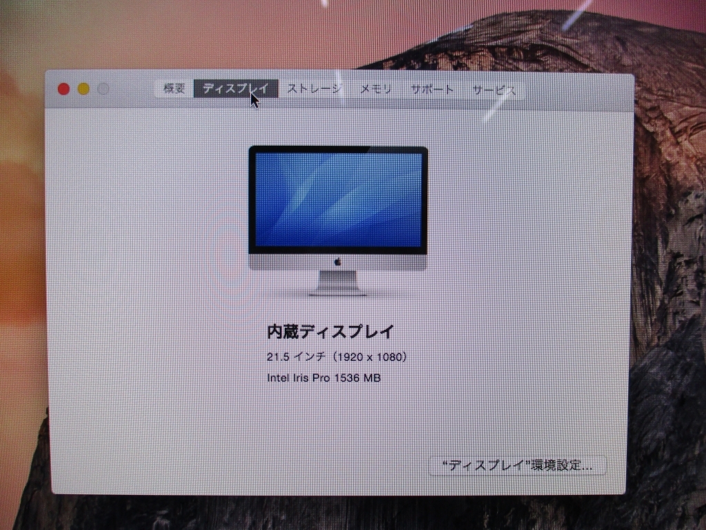 Apple iMac Late 2013 21.5インチ ModelNumber:A1418 Core i5 2.7GHz/メモリ8GB ...