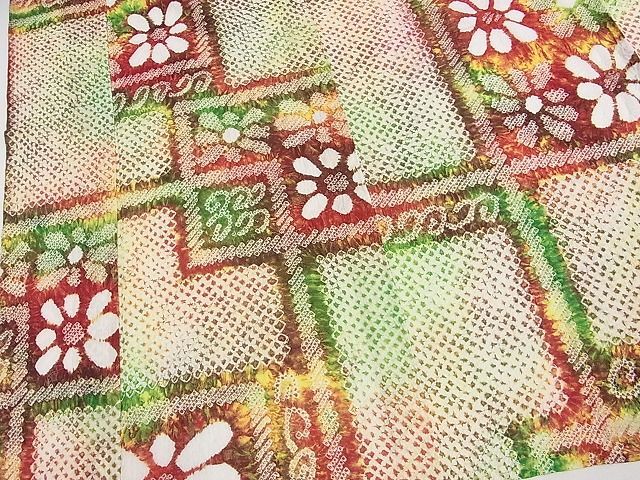 平和屋着物∴夏物 浴衣 有松鳴海絞り 枝花文 綿 逸品 DAAV4056ud 平和