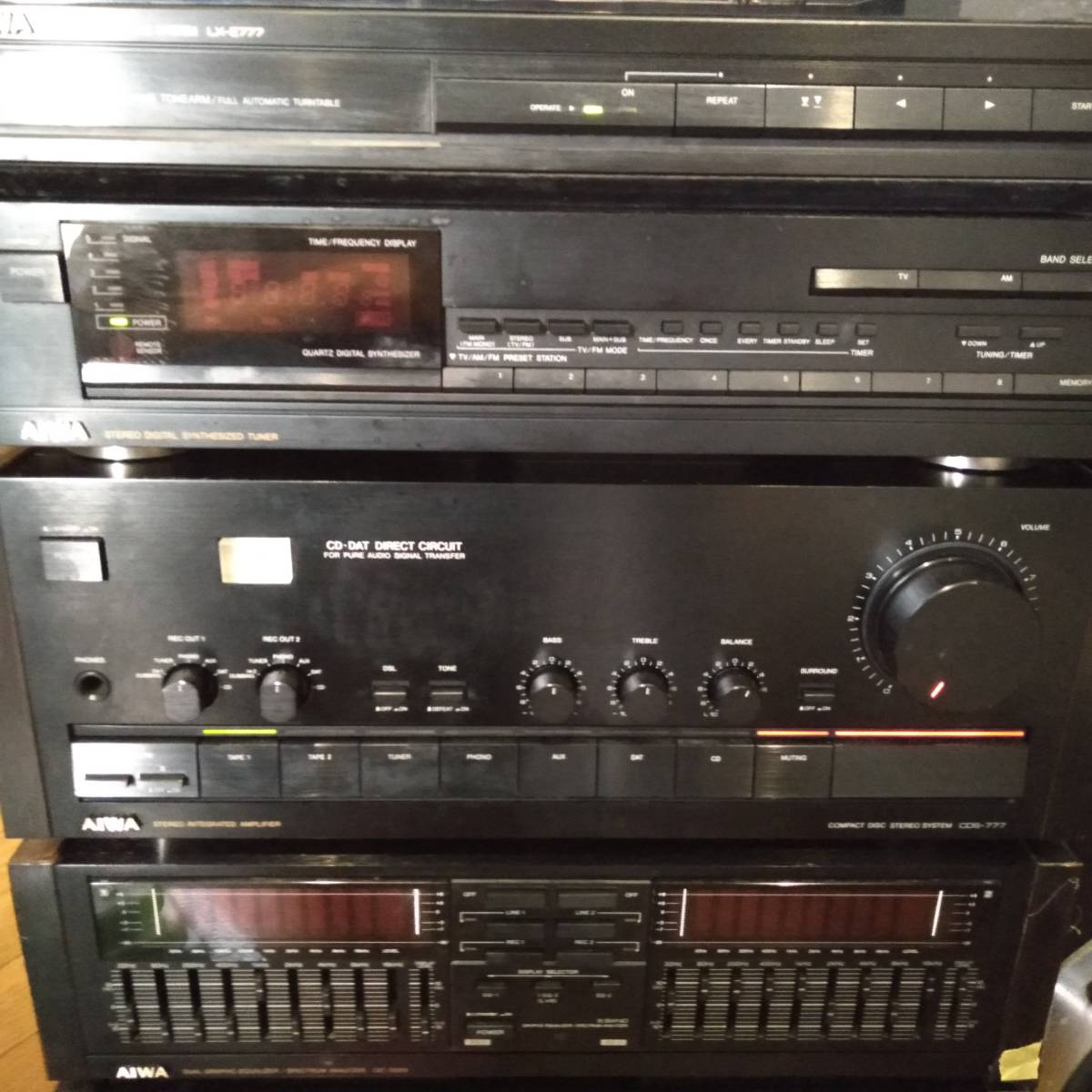 AIWA プリオール CDS-777 CDコンポ GE-999 グライコ LX-E777 ターンテーブル MX-S777 アンプ TX-S777 FX-SW777 DX-S777 リモコン ...