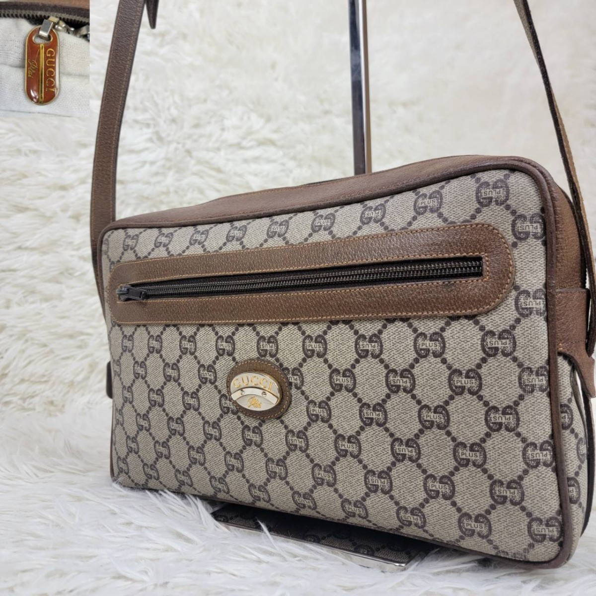 1スタ GUCCI PLUS グッチプラス カメラバッグ ショルダーバッグ トート ハンド GGスプリーム ゴールド金具 プレート レザー×PVC(その他)｜売買されたオークション情報 ...