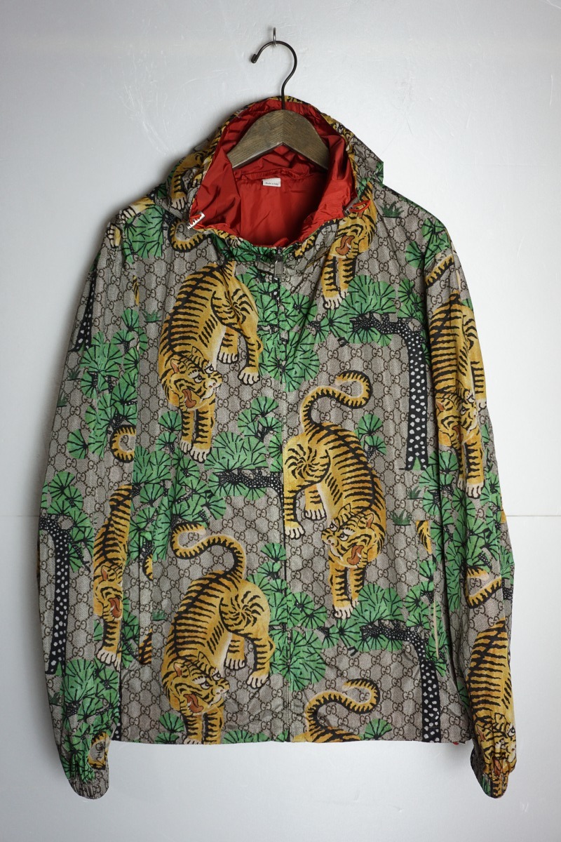 極 正規 17SS GUCCI グッチ ベンガル タイガー 総柄 ナイロン ジャケット マウンテンパーカー ブルゾン 453819 Z763A ...