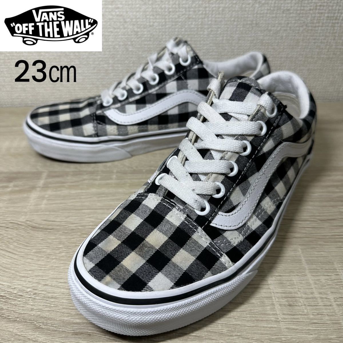 VANS バンズ オールドスクール ローカットスニーカー 721454 ギンガムチェック 白×黒 ホワイト×ブラック 23cm(バンズ)｜売買 ...