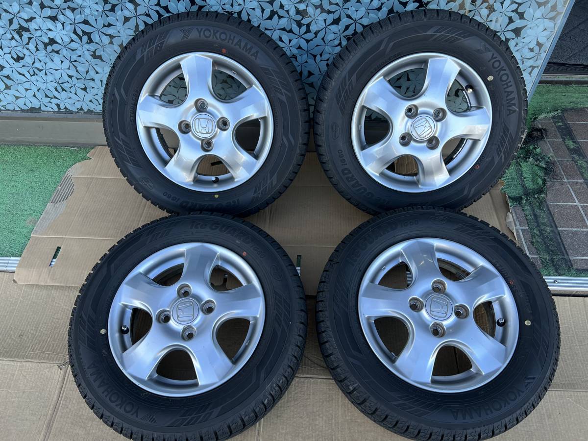 ホンダ バモス 純正 13インチ 4J +45 PCD100 4穴/ヨコハマアイスガード iG60 155/70R13 2022年製 4本 ...