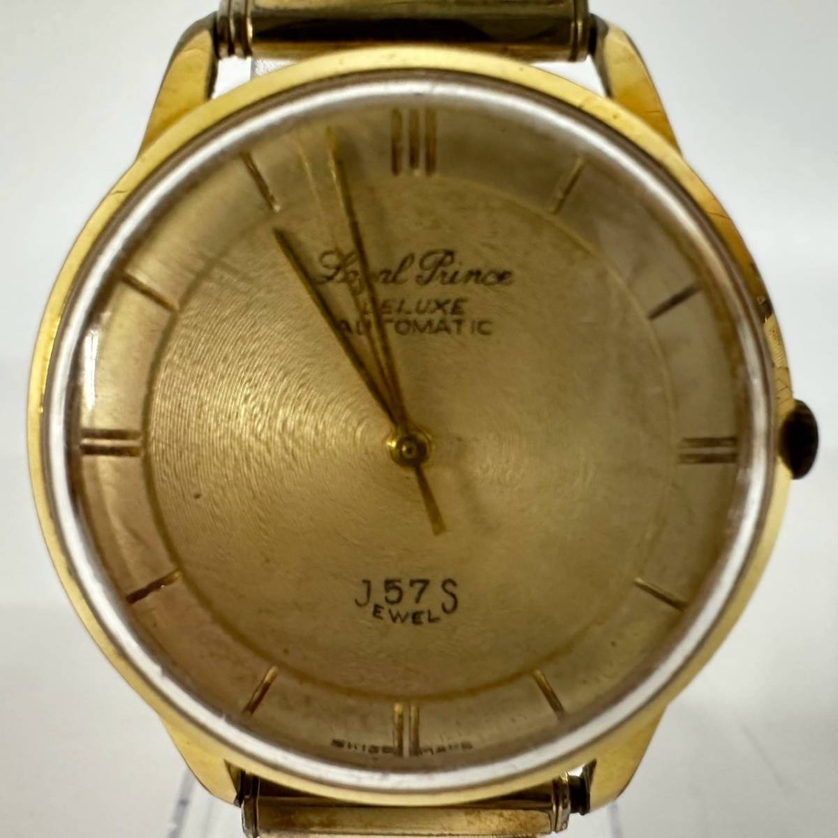 1円~ 実動 ジャンク ロイヤルプリンス デラックス LOYAL PRINCE DELUXE メンズ腕時計 自動巻 ゴールド文字盤 ラウンド ...