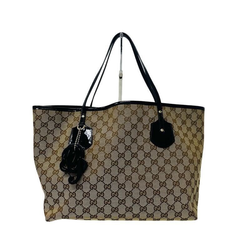 GUCCI グッチ GGキャンパス トートバッグ 211975 エナメル×レザー 保存袋付き K2311K63(その他)｜売買されたオークション情報、yahooの商品情報をアーカイブ公開 ...
