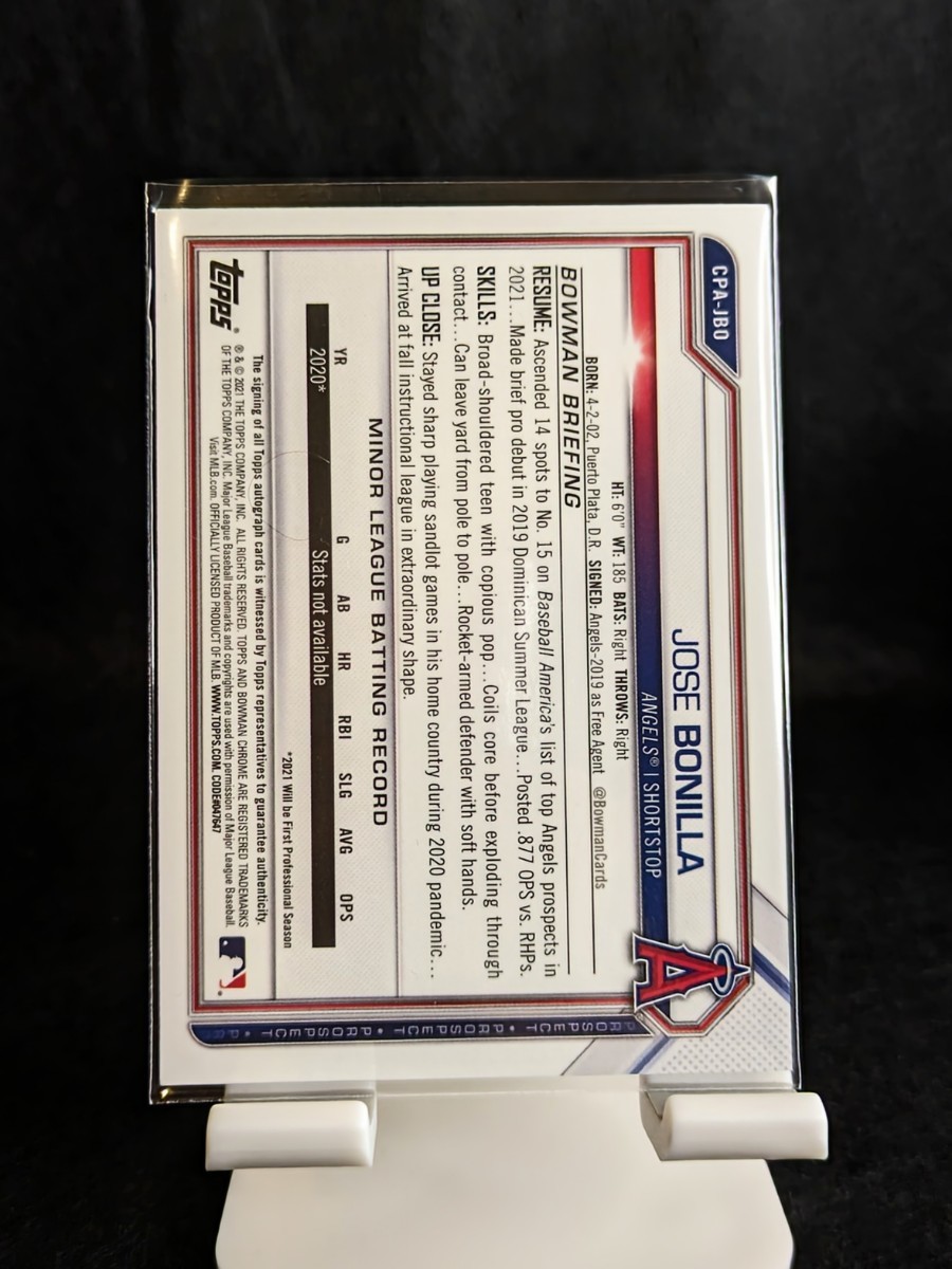 100円スタート 2021 Bowman Chrome - Jose Bonilla RC 1st Bowman Prospects Auto ...