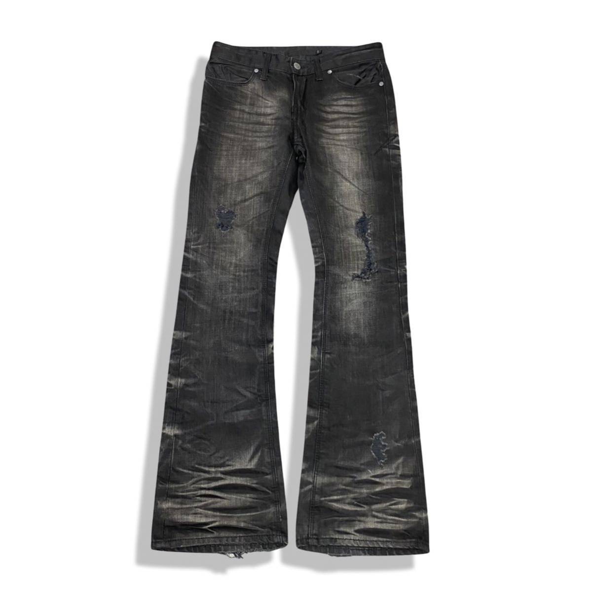 Rare 00s Japanese label fuga Monster mustache bootcut black denim g.o.a ...