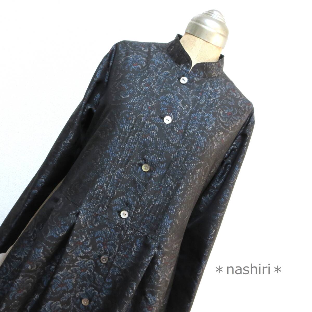 nashiri 着物リメイク ハンドメイド ワンピースコート 大島紬 正絹 花唐草(女性和服、着物)｜売買されたオークション情報、yahooの ...