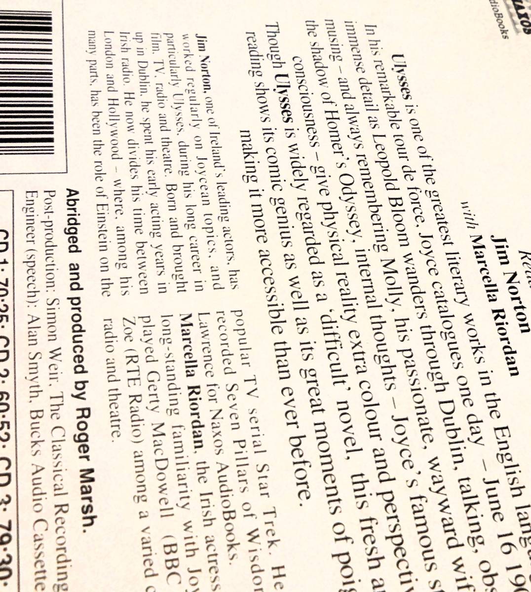 Non Music非音楽NAXOS Modern Classics4CDポエトリー朗読ジェイムズ ジョイス ユリシーズJAMES JOYCE ...