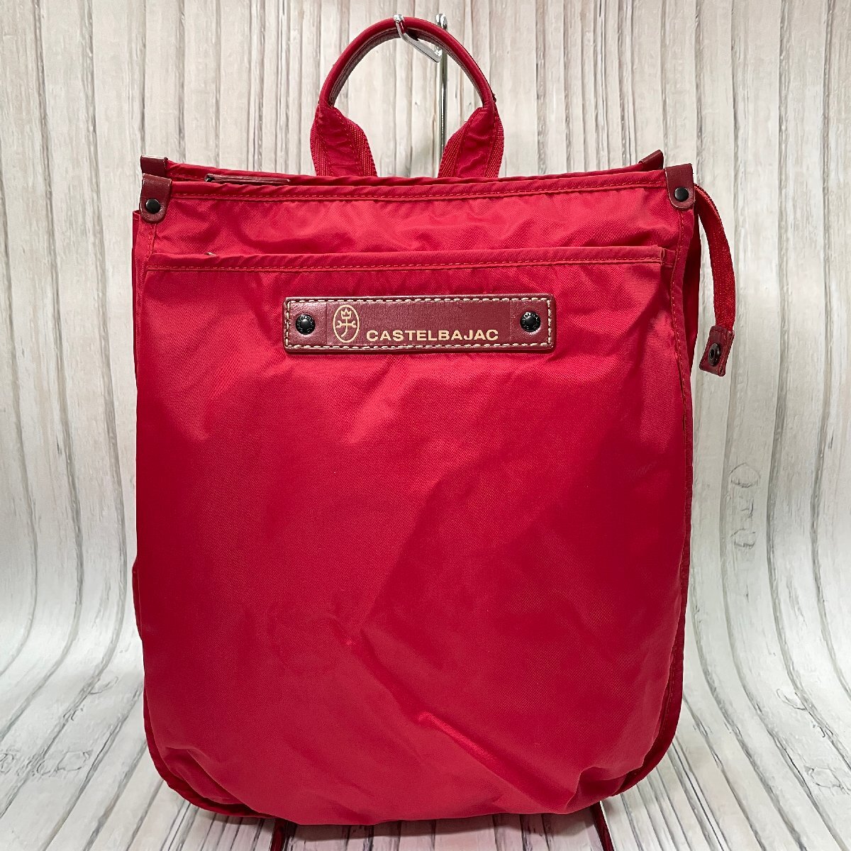 m002 G2 60 CASTELBAJAC カステルバジャック リュックサック デイパック 赤 レッド ナイロン スクエア カバン 鞄 ...