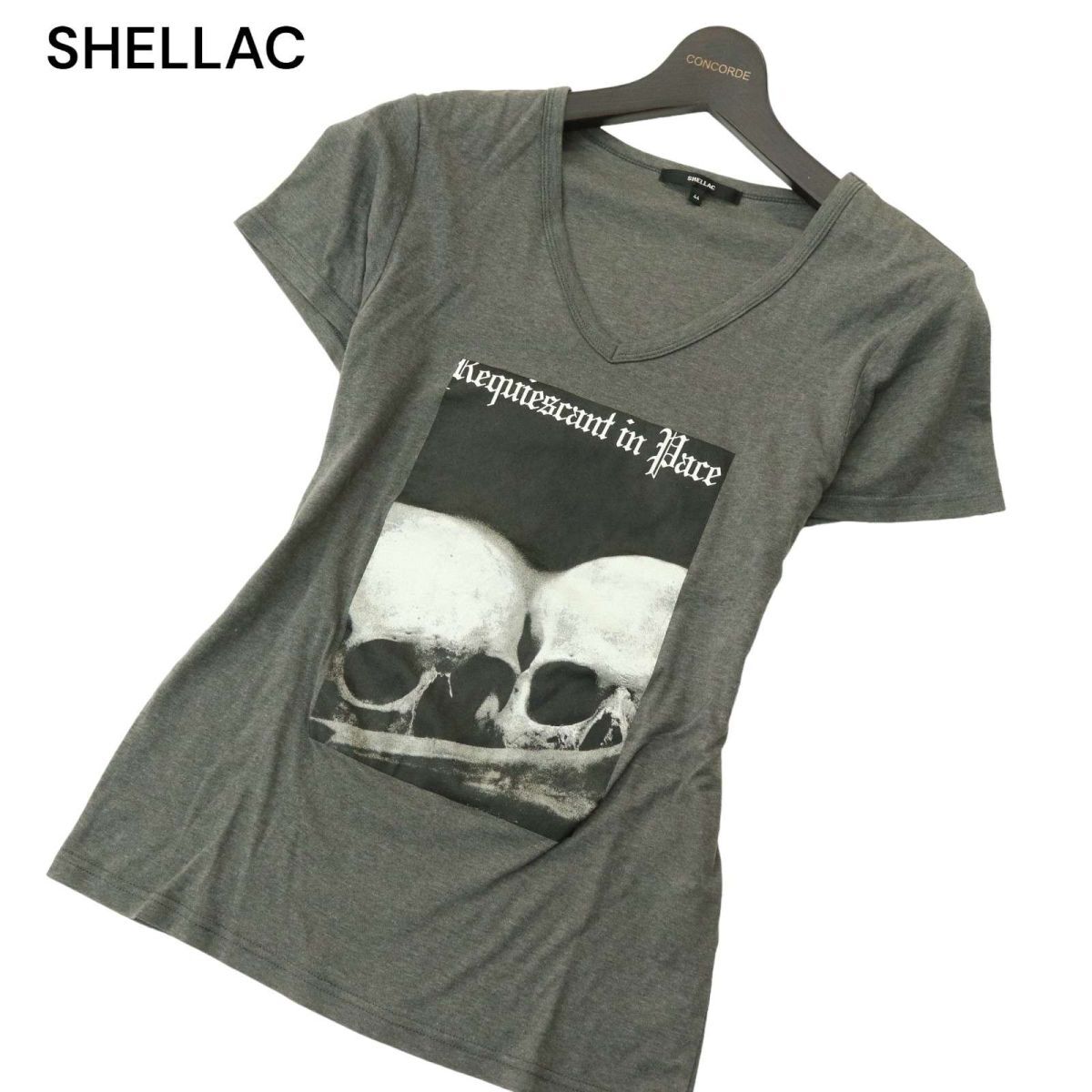 SHELLAC シェラック 春夏 スカル 半袖 Vネック カットソー Tシャツ Sz.44 メンズ グレー 日本製 A4T08002_7#A(トップス)｜売買されたオークション情報、yahoo ...