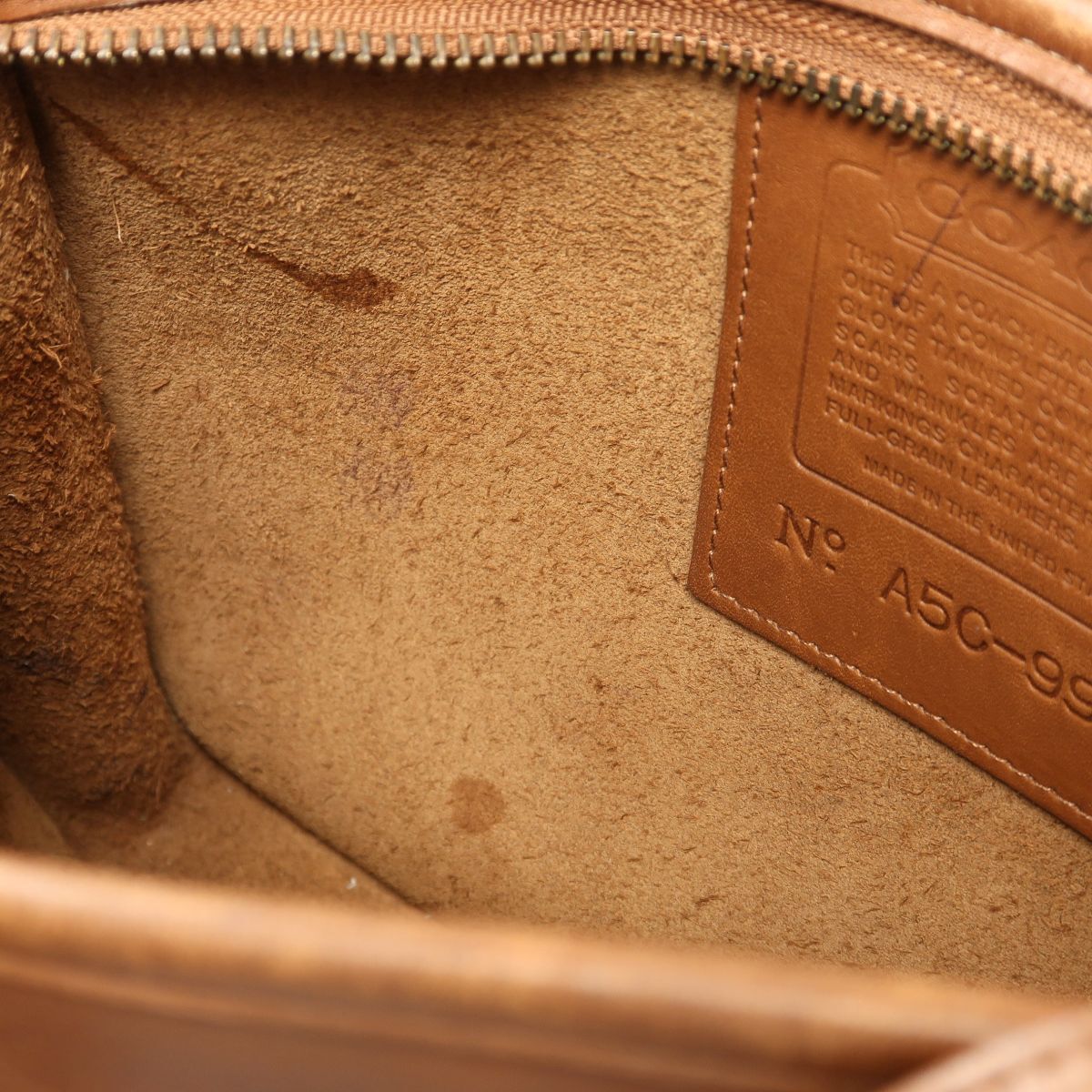 TE1456 80’s Vintage Coach Zip Top Leather Clutch 9972 British Tan USA製 ...