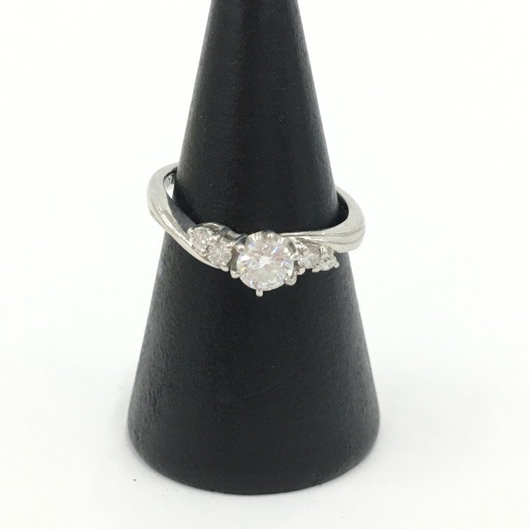 YVES SAINT LAURENT イヴ サンローラン YSL Pt1000 MD0.34ct/0.10ct ダイヤ付き リング ...