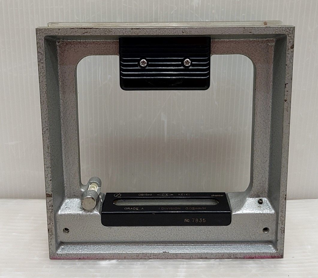 現状品 大菱計器 精密 角形 水準器 200mm 感度 0.02mm グレードA 箱付き AA201 角型 OBISHI KEIKI ジャンク ...