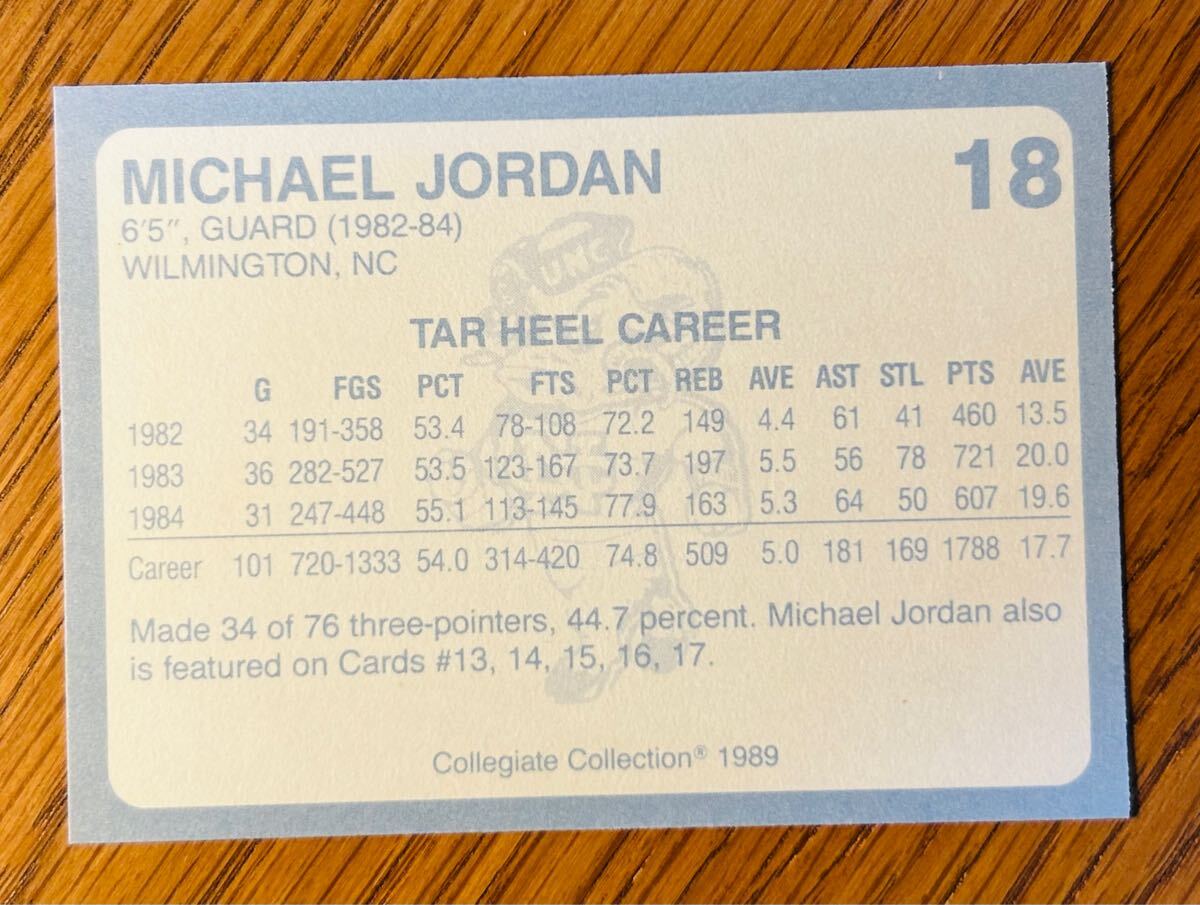 1989-90 North Carolina Collegiate Collection #18 Michael Jordan UNC ...