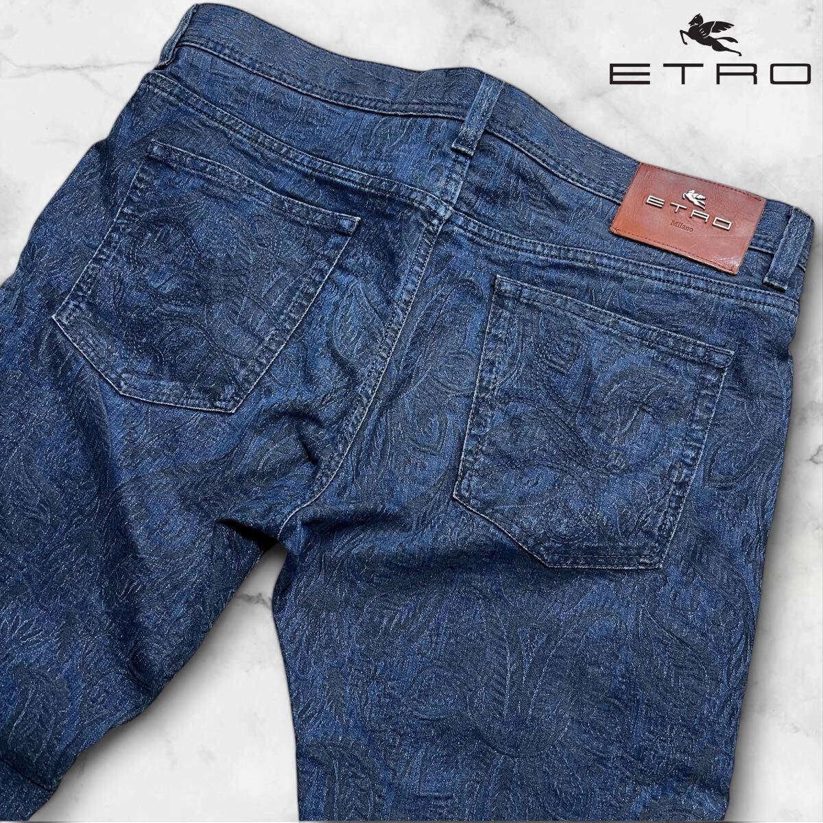 /XL相当 ETRO エトロ ペイズリー デニムパンツ ジーンズ ジーパン レザータグ ロゴ ペガサス ネイビーブルー メンズ 34サイズ(ボトムス)｜売買されたオークション情報、yahooの ...